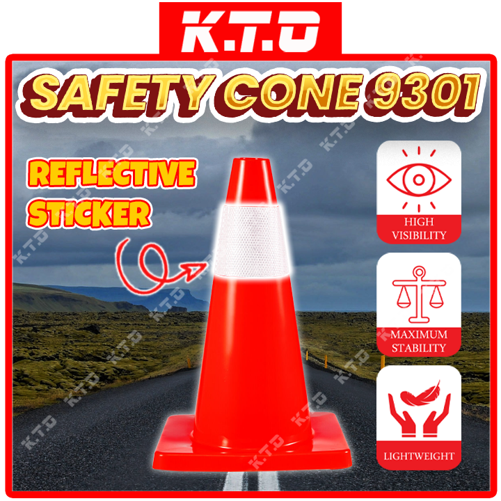 47cm Portable Reflective Lightweight Safety Cone Traffic Parking Road ...