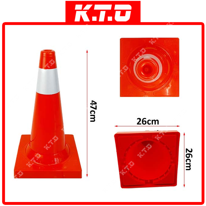 47cm Portable Reflective Lightweight Safety Cone Traffic Parking Road ...