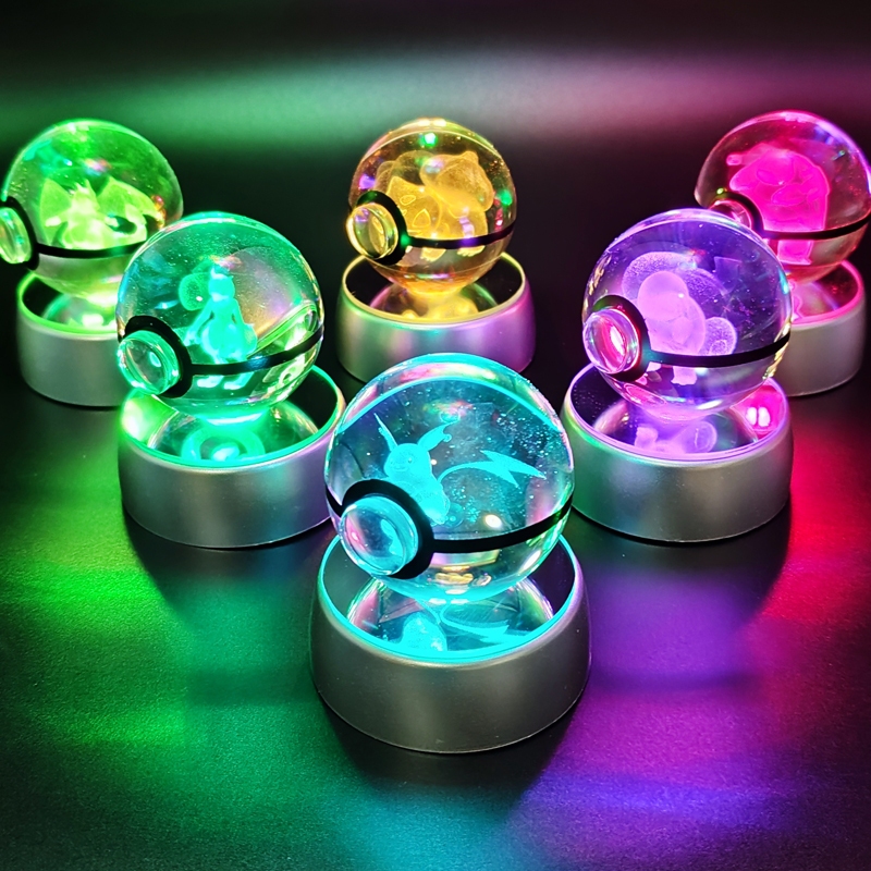 Pokemon Crystal Ball LED Light Deco Pokémon Gift Collection Pikachu ...