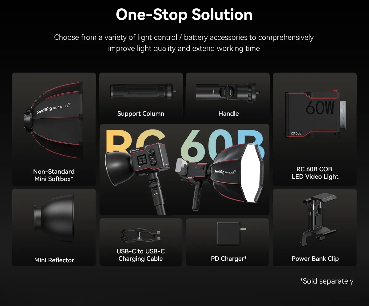 SmallRig RC 60B RC60 RC60B COB Video Light with Built-in 3400mAh ...