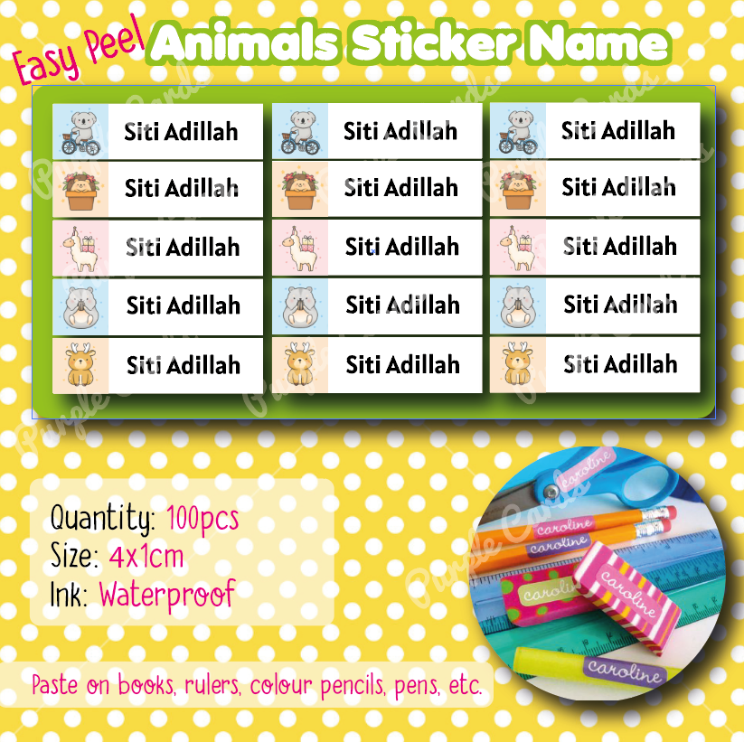 Sticker Nama 1x4cm 100pcs / Sticker Name Label / Cartoon Sticker ...