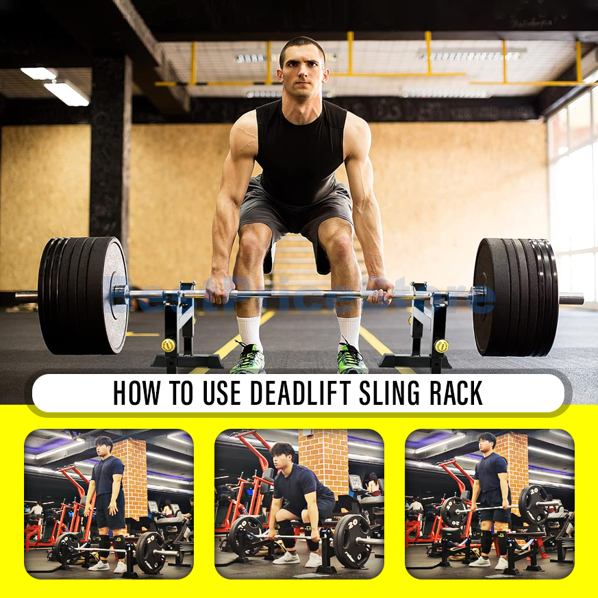 BPS Heavy Duty Adjustable Deadlift Buffer Rack Mini Strap Barbell Sling ...