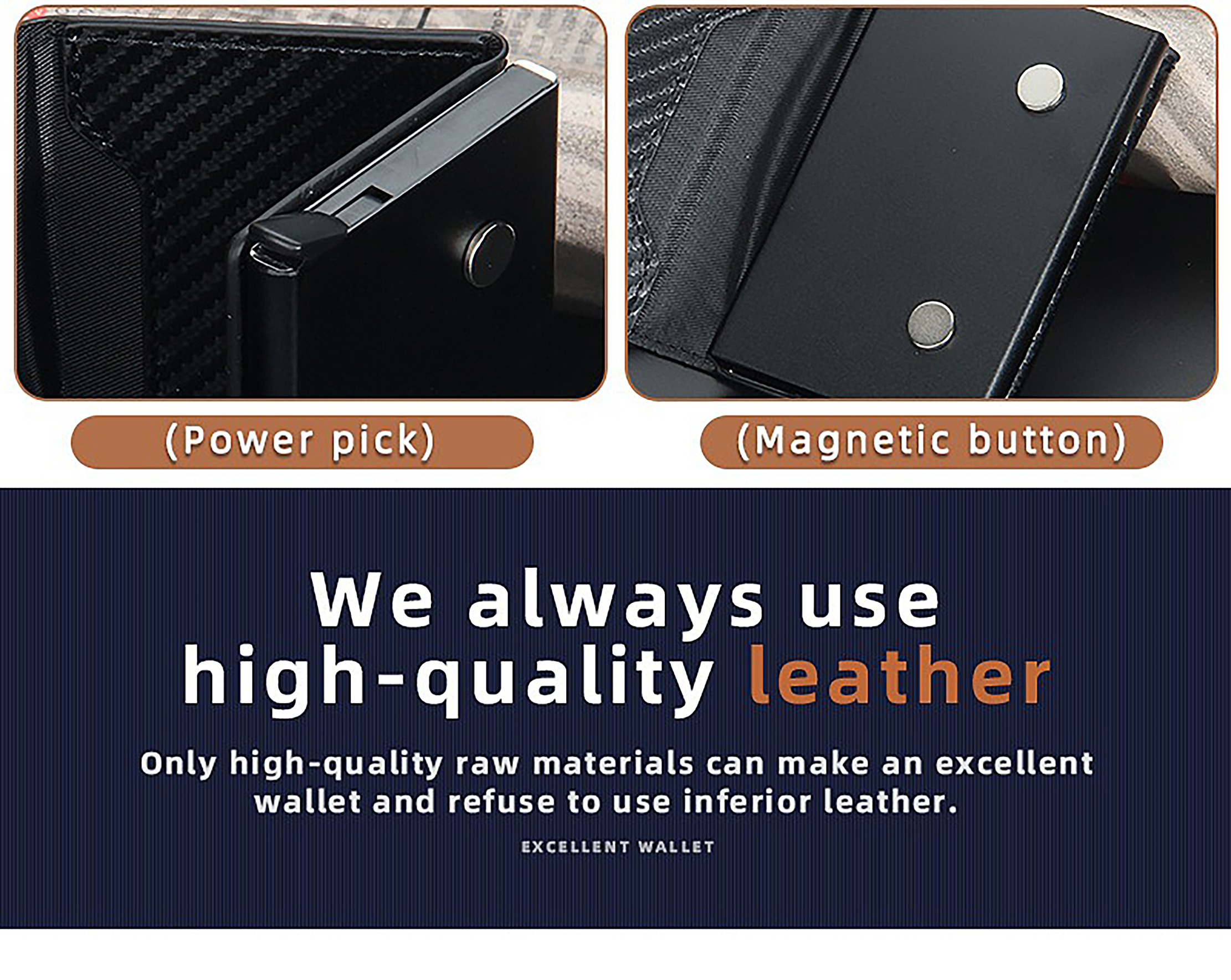 B186 RFID Card Holders Magnetic Button Anti Scan RFID Wallet Man Wallet ...
