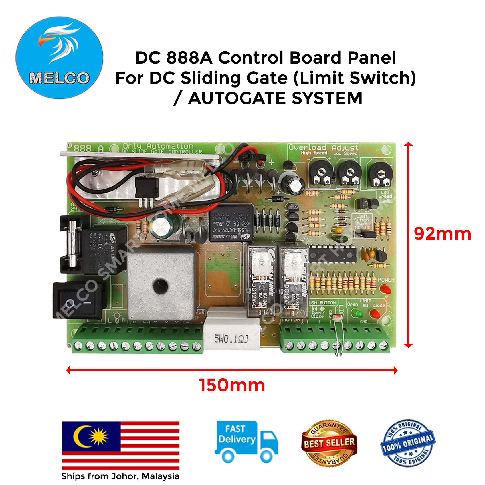 DC2 Autogate DC Sliding (Limit Switch Type) Control Panel / Board ...