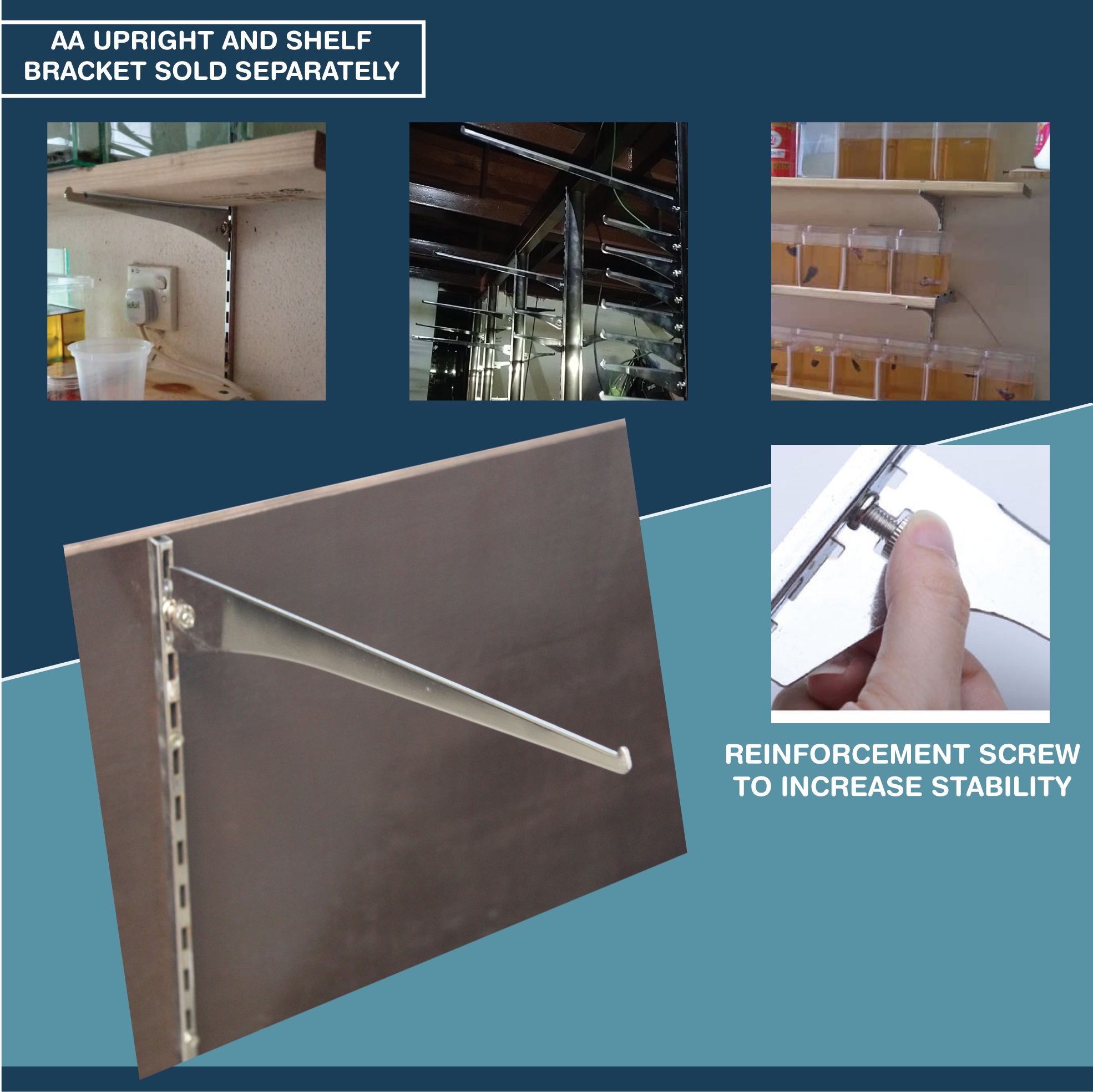 JME READY STOCK 1 PC, CHROME STEEL AA UPRIGHT WALL SHELF BRACKET 玻璃层板托 ...