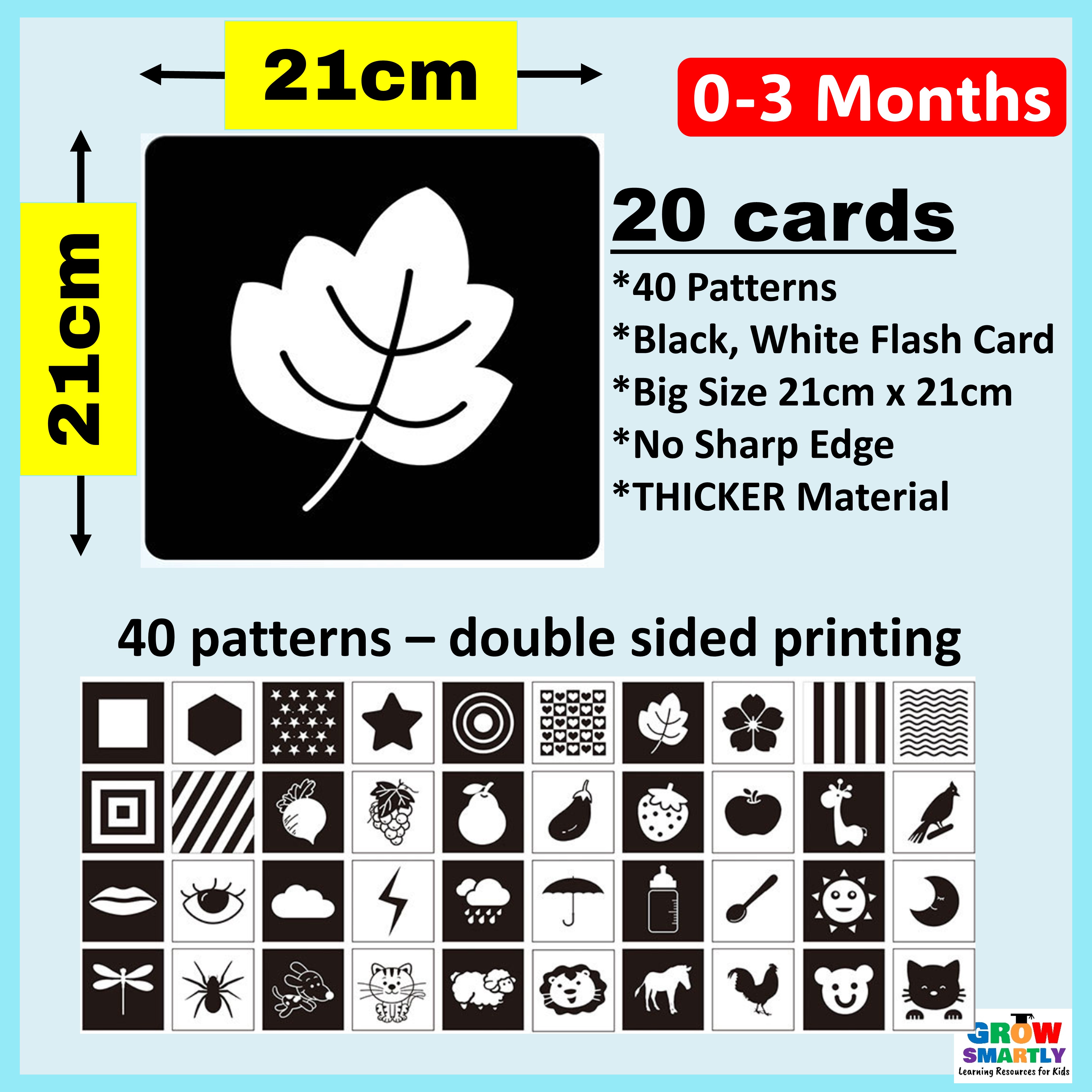 Baby Flash Card Big Flash Card for Baby Black White Card Newborn Toys 0 ...