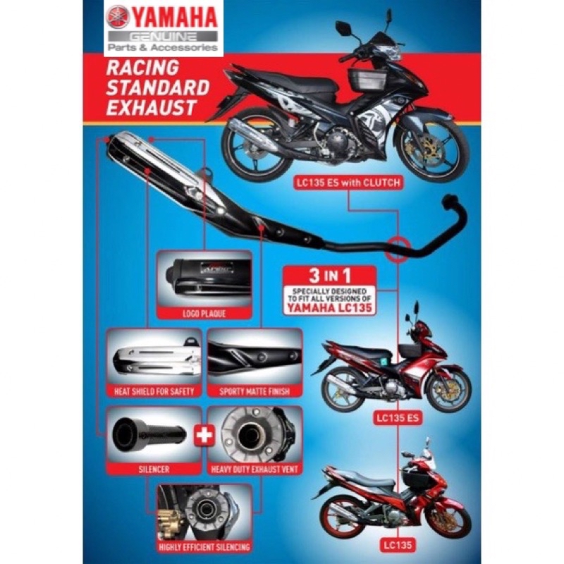YAMAHA LC135 4S 5S (New) Standard Exhaust Pipe/ LC135 Ekzos V1 V2 V3 V4 V5 V6 V7, LC4S Ekzos STD ...