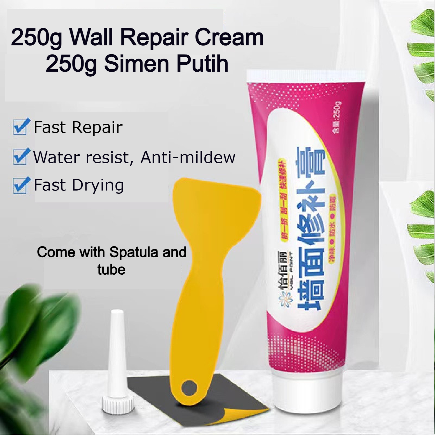 Simen Putih Baiki Dinding Wall Repair Cream Mending Ointment Waterproof ...