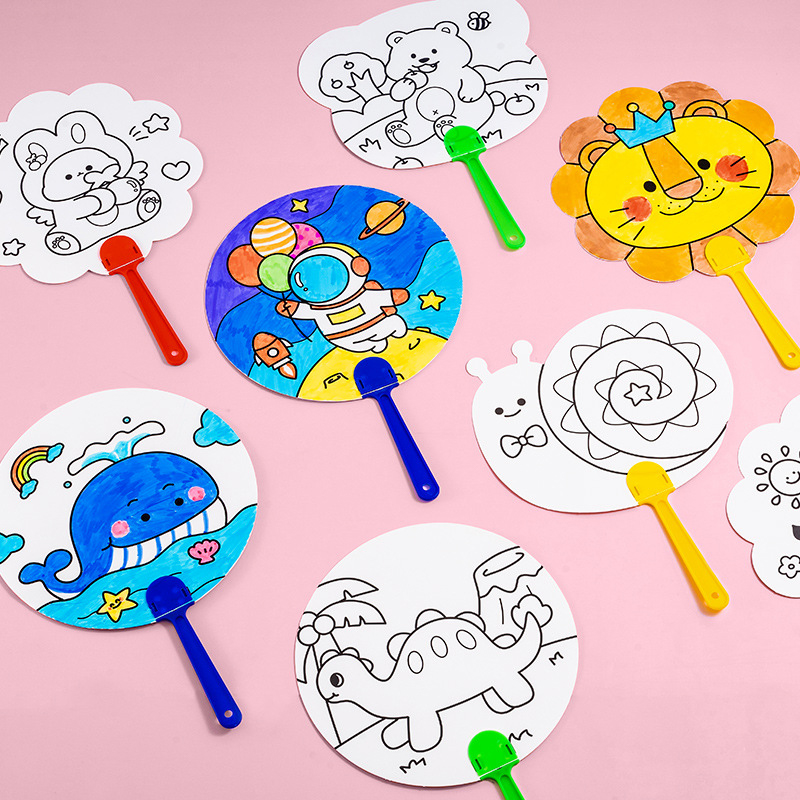 𝗖𝗥𝗘𝗔𝗧𝗜𝗩𝗜𝗧𝗬 𝗖𝗔𝗡𝗩𝗔𝗦 》Handheld Graffiti Paper Fan DIY Coloring Hand Fans ...