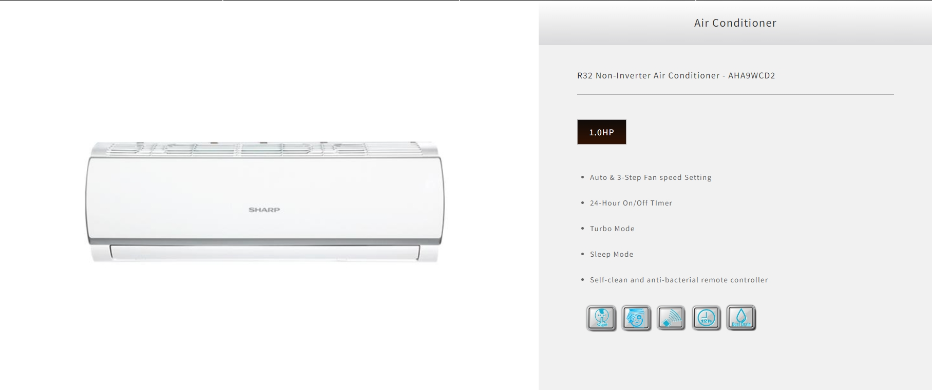 3 STAR Sharp Aircond 1HP 1.5HP R32 Non Inverter Aircond Penghawa Dingin 1.5HP Air Cond Aircon ...