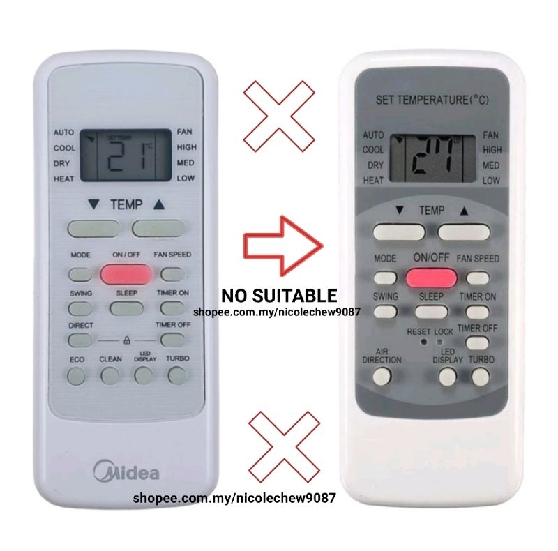 Original Midea Air conditioner Remote Control RG51A(2) | Shopee Malaysia