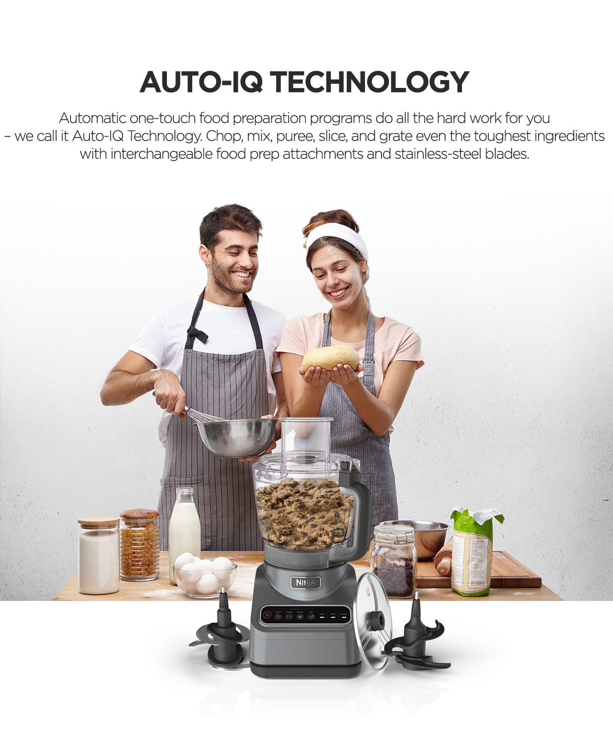 Ninja Food Processor 4 Auto Programs Chop, Puree, Slice & Mix With 3 Manual Speeds Bowl (2.1L ...