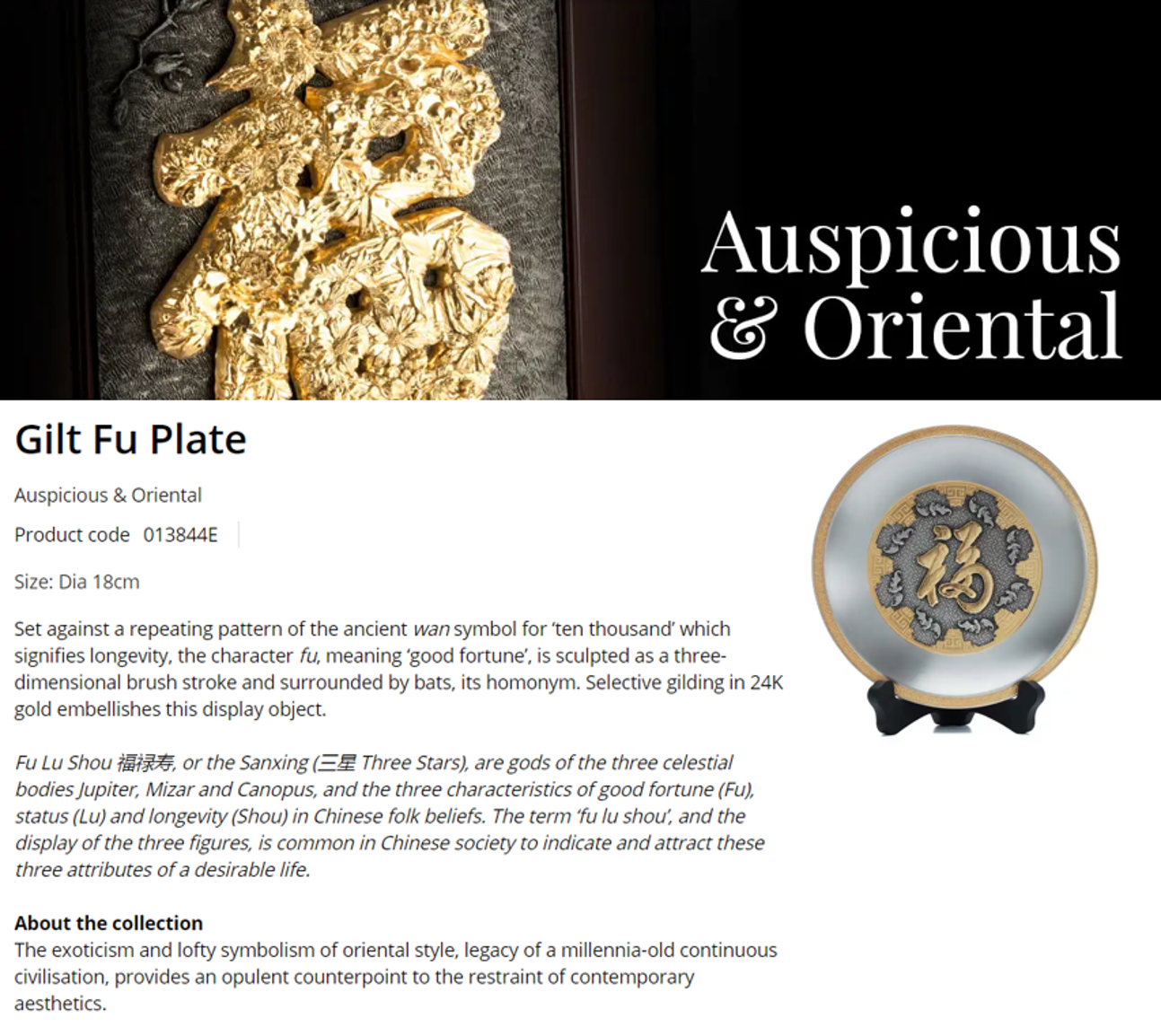 Royal Selangor Auspicious & Oriental Collection Gilt Fu Plate | Shopee ...