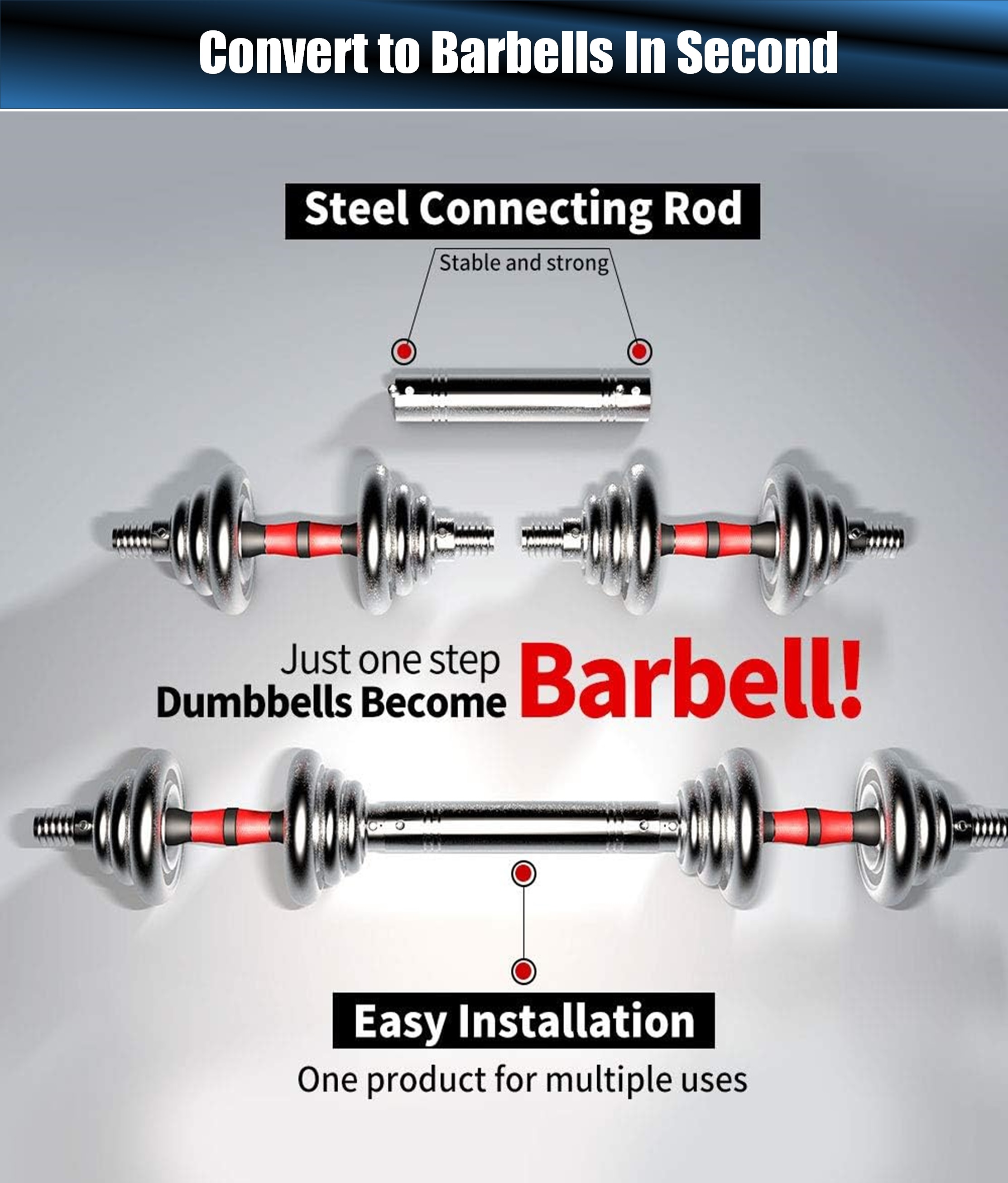 30KG Iron Chrome Plating Dumbbell GYM Fitness Dumbell Exercise FREE ...