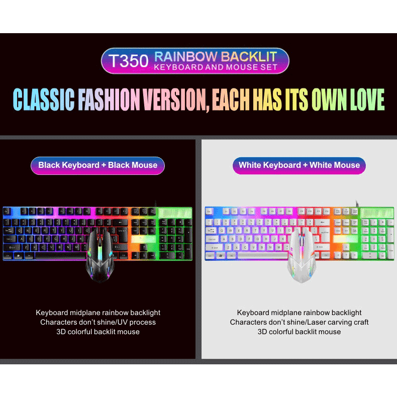T6 Gaming Mouse Keyboard Set Gaming keyboard and mouse T6 Set USB ...