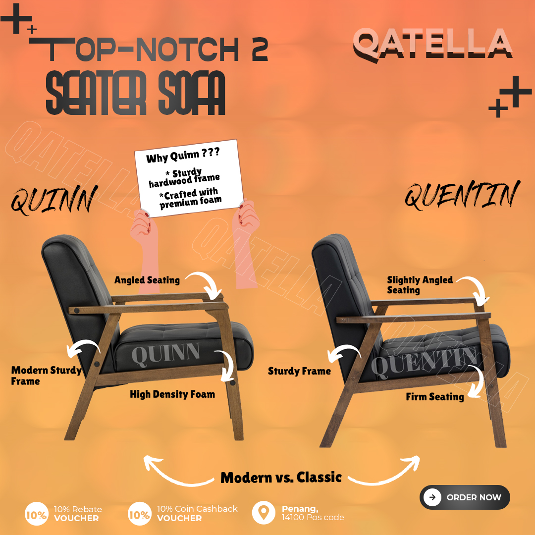 Qatella (Europe Export Quality) Quinn and Quentin 2 seater sofa/Seater Sofa Set/1+2+3 SofaSet/PU ...