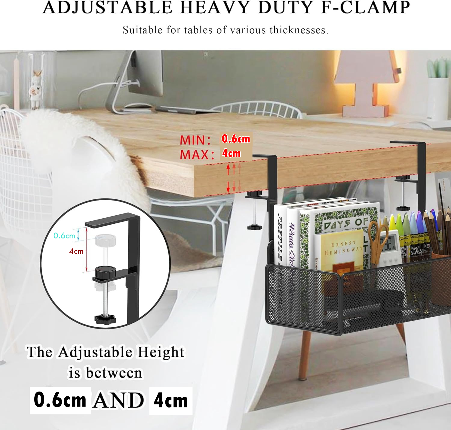 Under Desk Organizer Desk Storage Desktop Office Storage Organizer ...