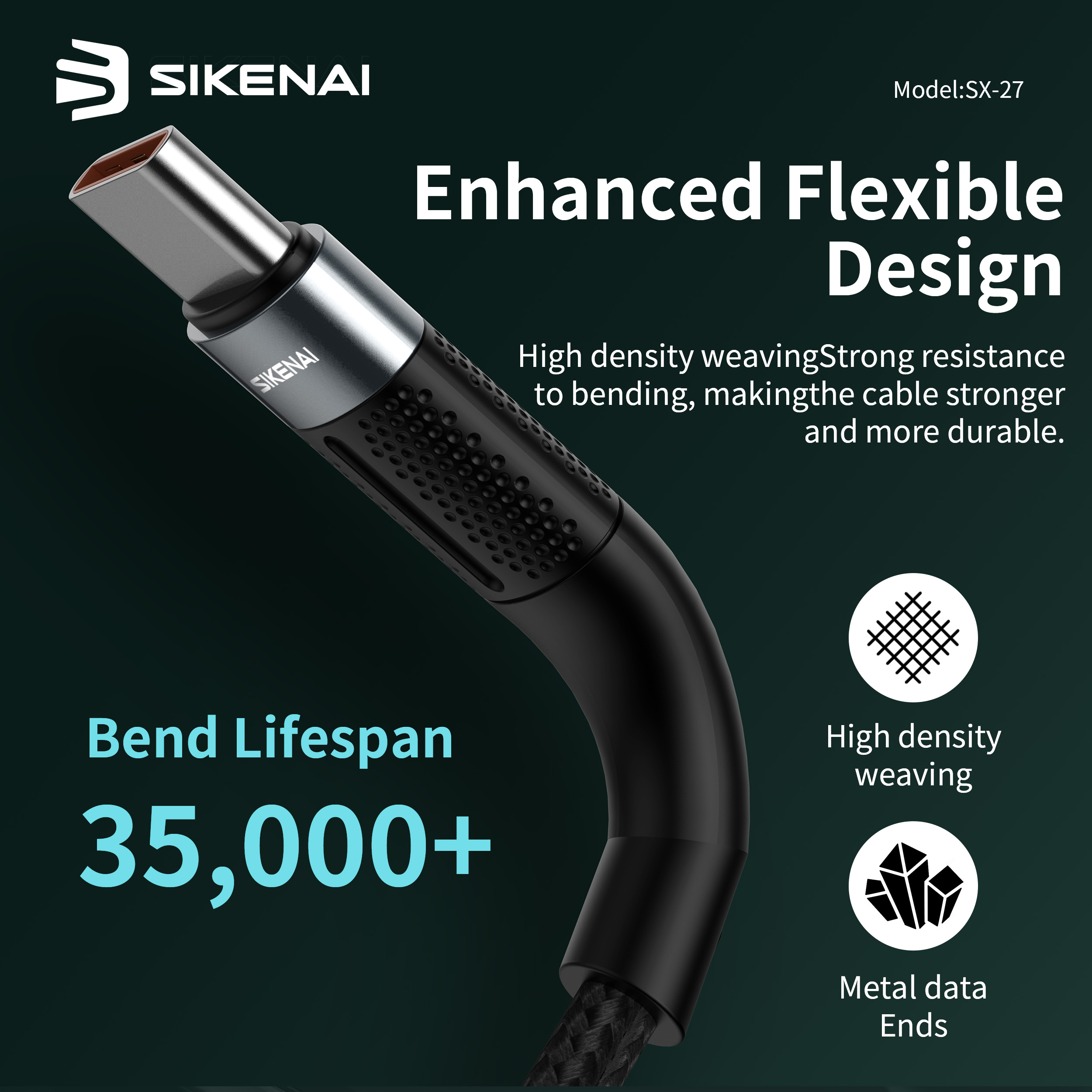 SIKENAI SX-27 Type-C to Type-C 60W High Current Fast Charging ...