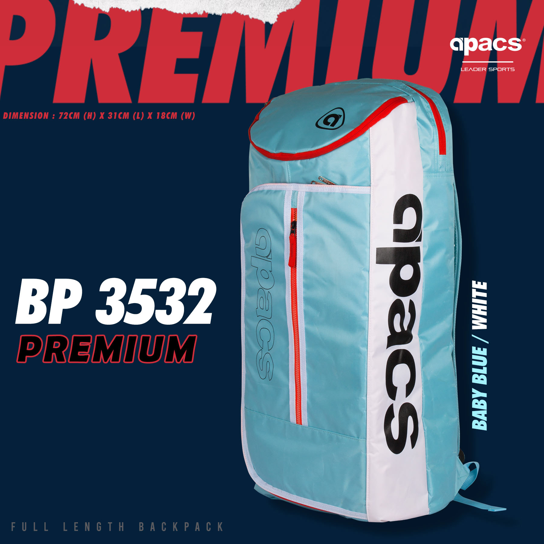 (WITH BUBBLE STRAPS) APACS FULL LENGTH BACKPACK BP3532 PREMIUM | Shopee ...