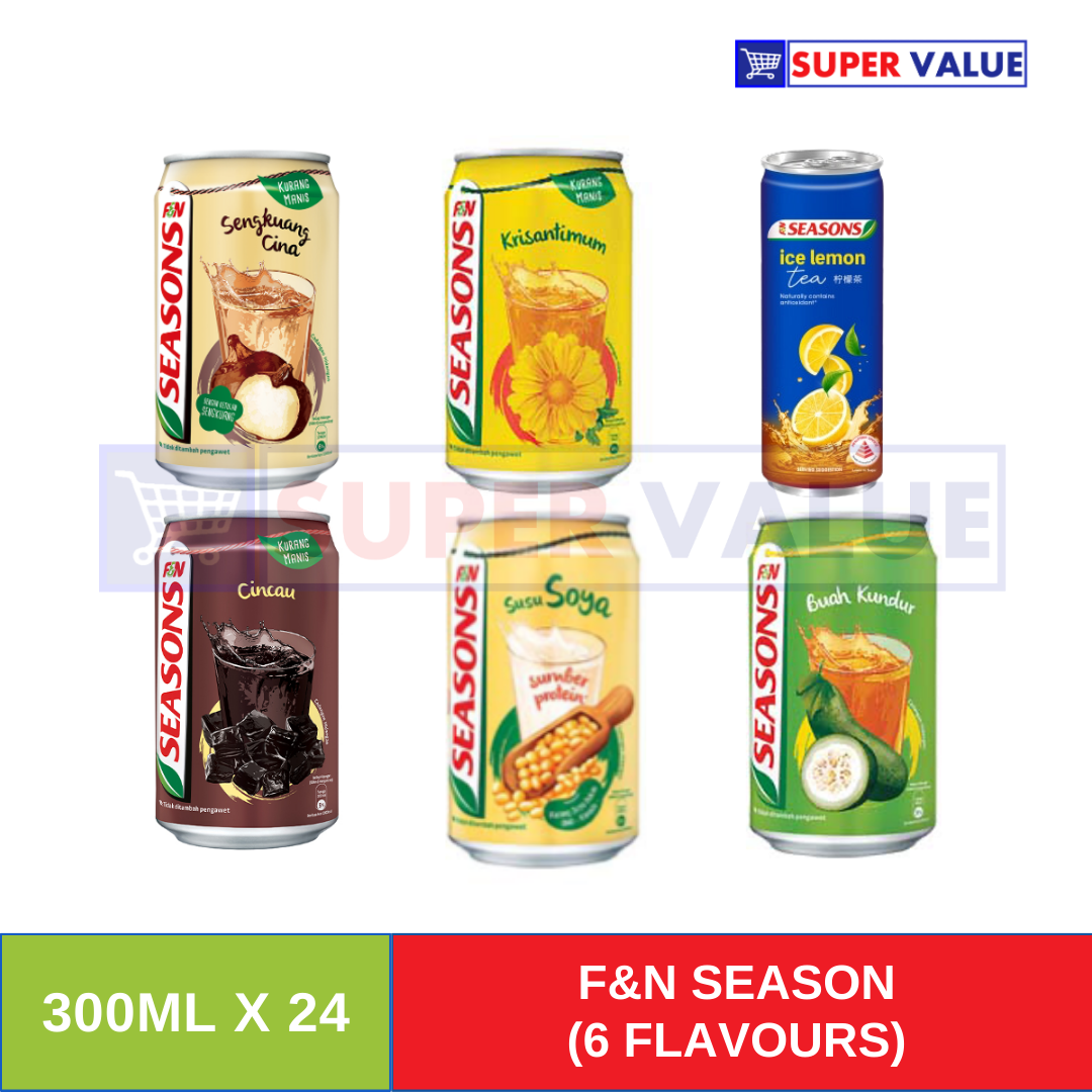 F&N Seasons Tea 300ml x 24 Carton - Refreshing Asian Drink, 6 Flavors ...