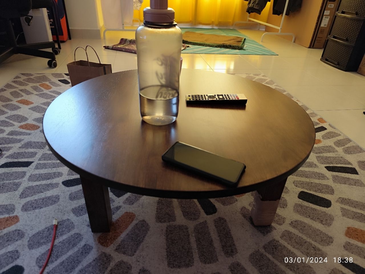 𝐗𝐙 Round Japanese Table Meja Jepun Bulat Solid Rubberwood Custom Size ...