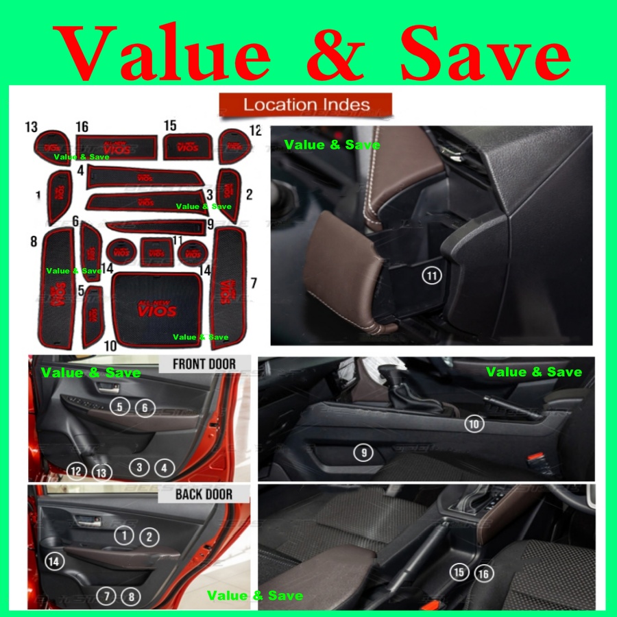 Toyota Vios 2023 2024 2025 Slot Mat Anti Slip Anti Dust Drawer Car ...