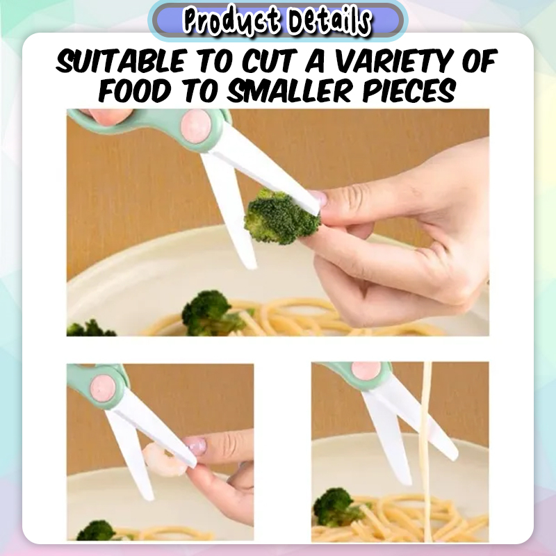 [Happy Kids] Stainless Steel Food Scissors Baby Food Scissors With Case ...