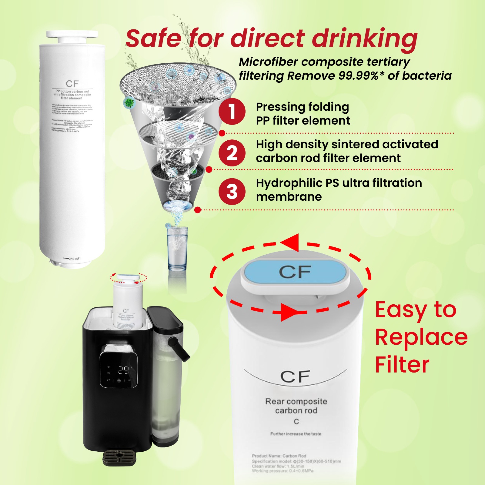 AquaRich Instant Heat Water Dispenser Adjustable Temperature Touch ...