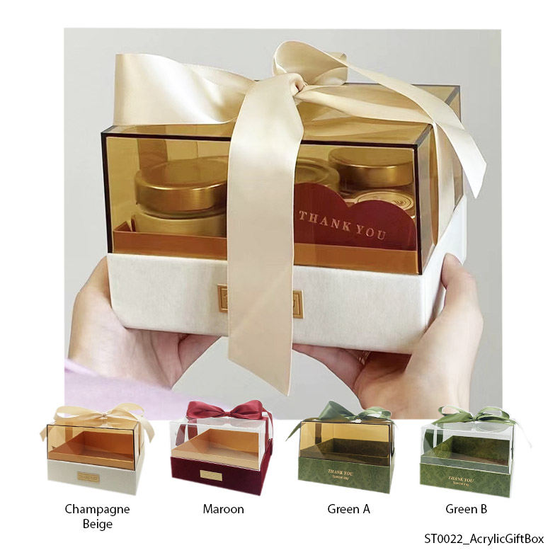 Birthday Wedding Gift Acrylic Box with Ribbon Surprise Hadiah Kahwin ...