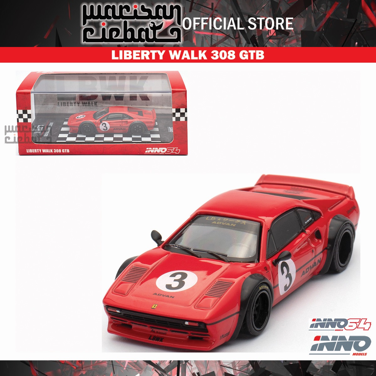 Inno Models Inno64 1/64 Liberty Walk 308 GTB Red | Shopee Malaysia