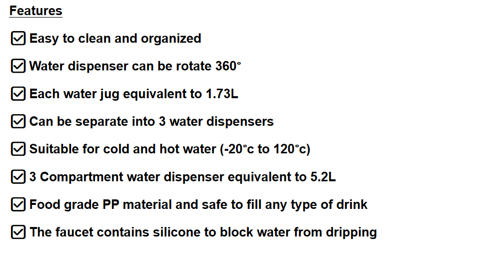 5.2L Large Capacity Jug 360° Rotatable Water Dispenser Water Container ...