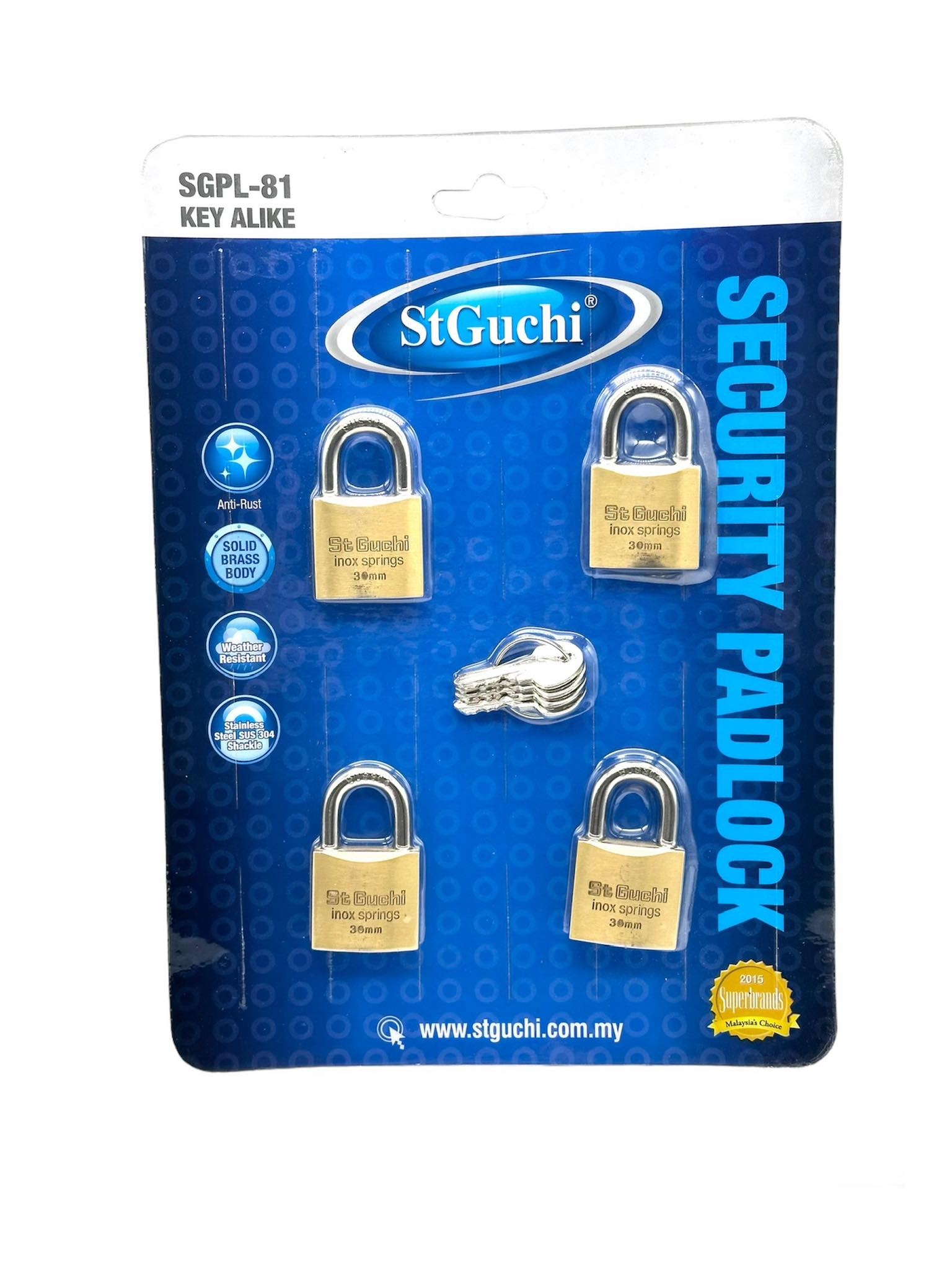 St guchi Padlock Solid Brass SGPL81 Anti rust Inox Springs SUS304 ...