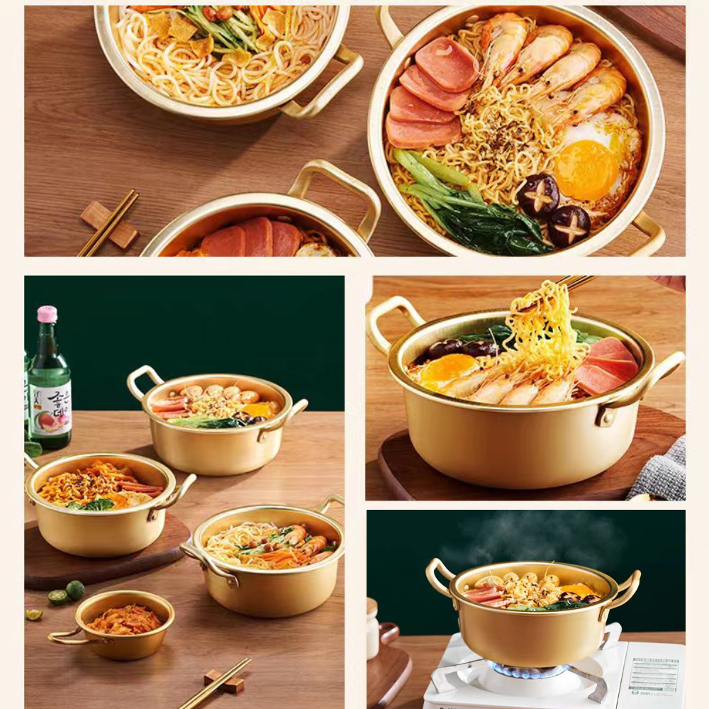 KOREAN STYLE Korea Ramen Pot Noodle Golden Yellow Aluminium Soup Steel ...