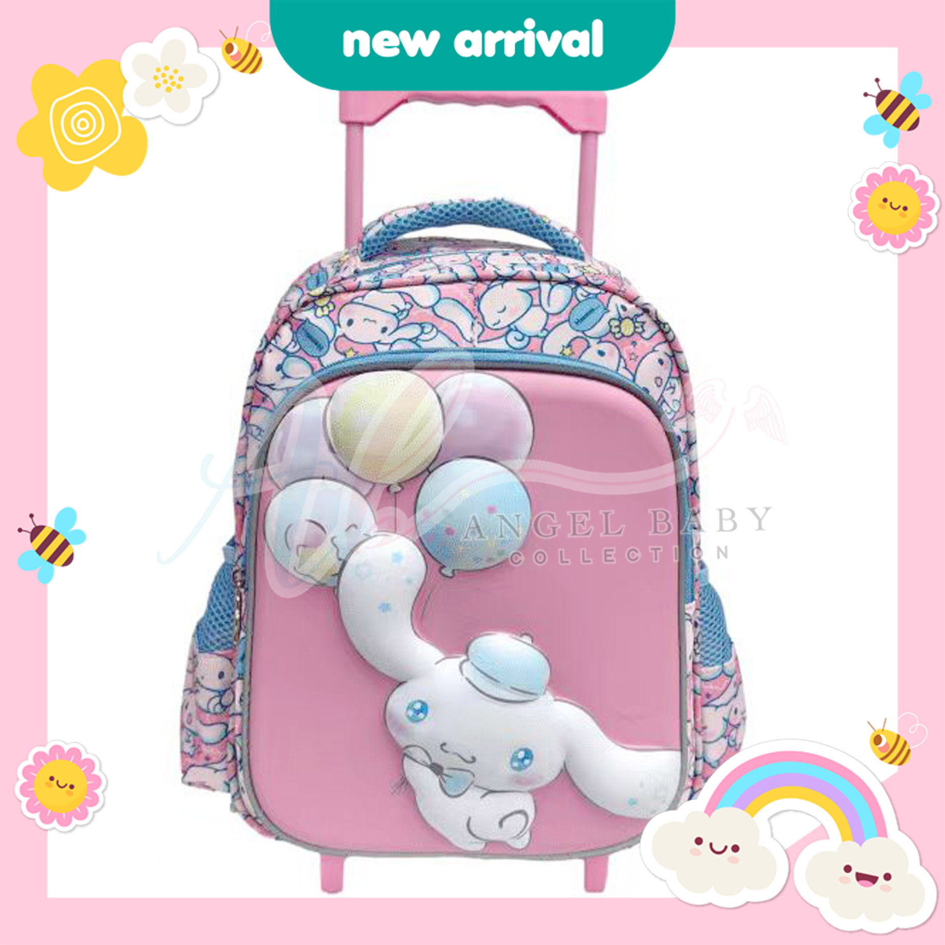 Angel Baby Kids Cartoon Non Removable Mini Trolley School Bag Kuromi ...
