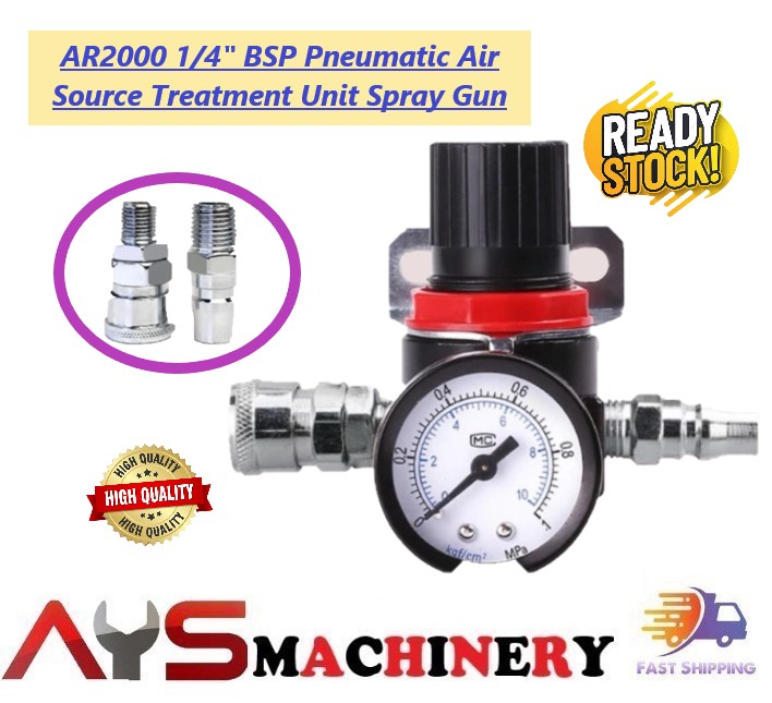 AR2000 1/4" BSP Pneumatic Air Source Treatment Unit Spray Gun Pressure ...