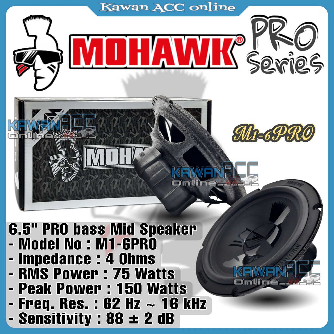 MOHAWK 6.5 Bass Mid Speaker PRO/MS/M1 Series M1-6 for Proton,Perodua,Honda,Toyota,Nissan,Mazda ...