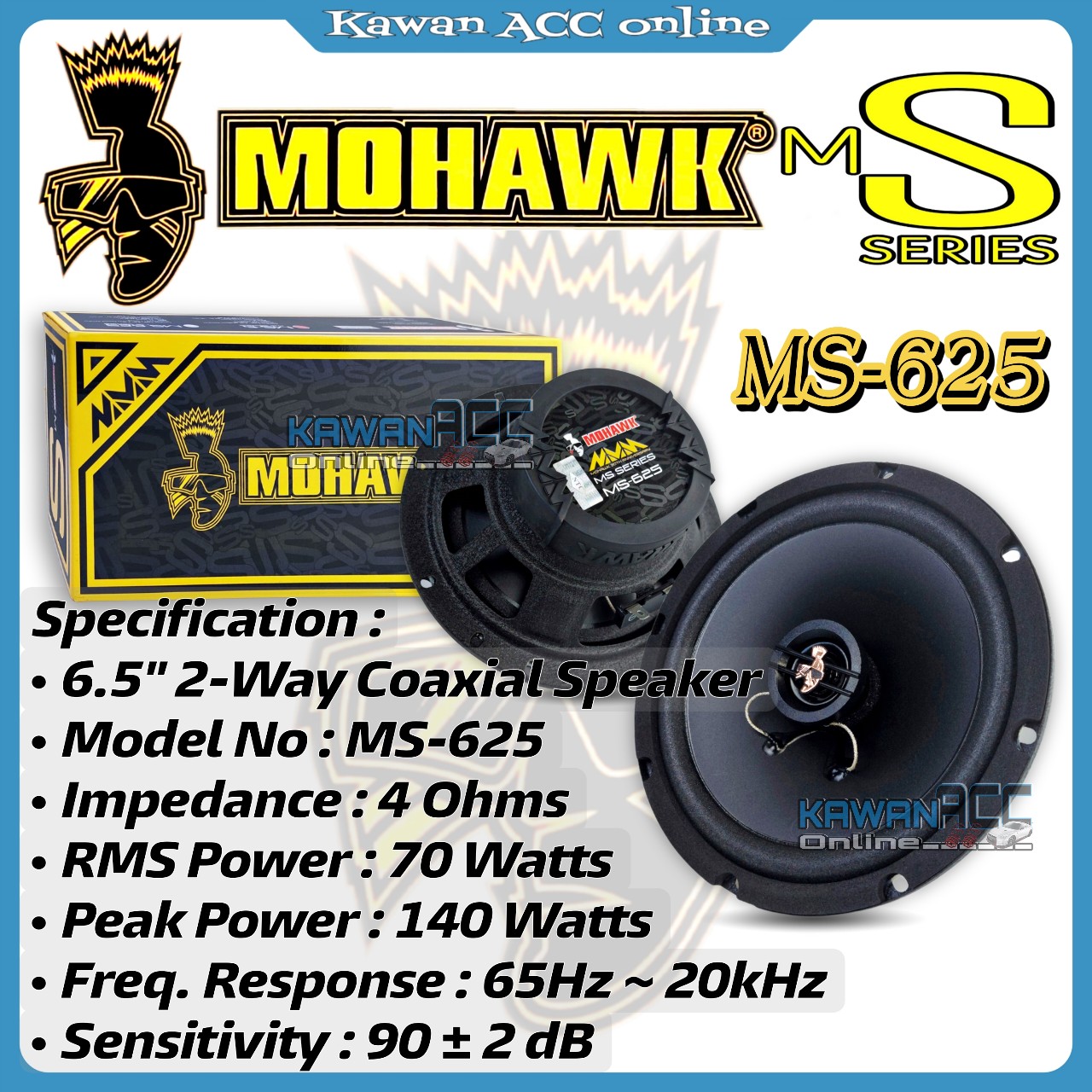 MOHAWK 6.5" 2way Coaxial Speaker PRO/MS/M1 Series M1-625 FOR Proton,Perodua,Honda,Toyota ...