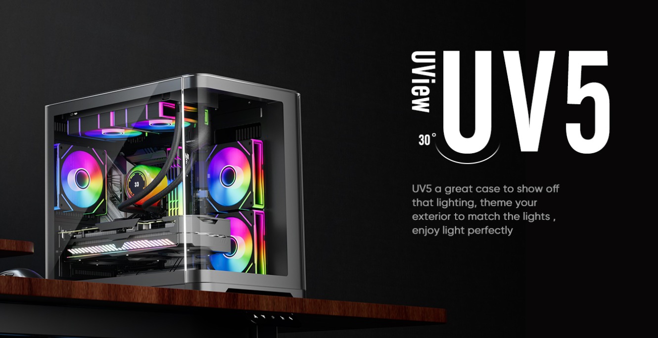 1st Player UV5 UVIEW Micro-ATX MATX Double Side Tempered Glass ...