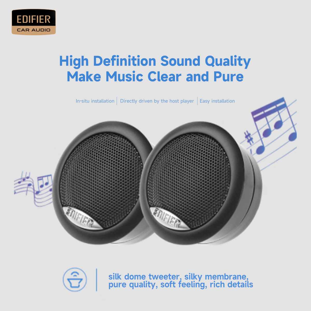 Edifier P5NT Car Tweeter Silk Dome Tweeter Hi-Resolution Capability ...