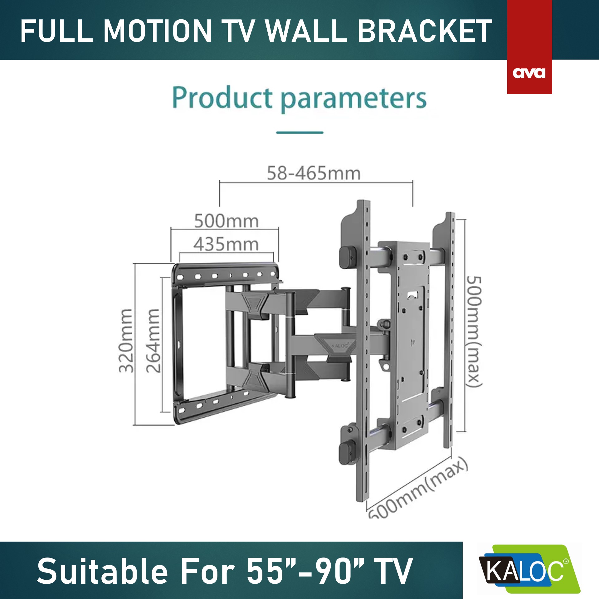 **Heavy Duty** Kaloc 55"-90" KLC-S9 Universal Full Motion Double Arm Tv ...