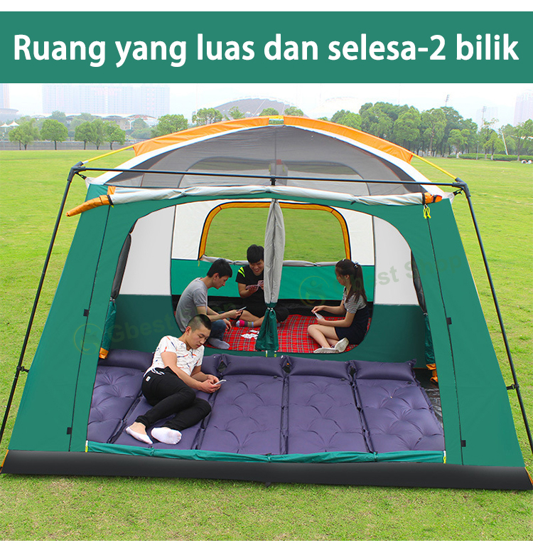 khemah unta Outdoor automatic camping family tent Waterproof Flysheet ...