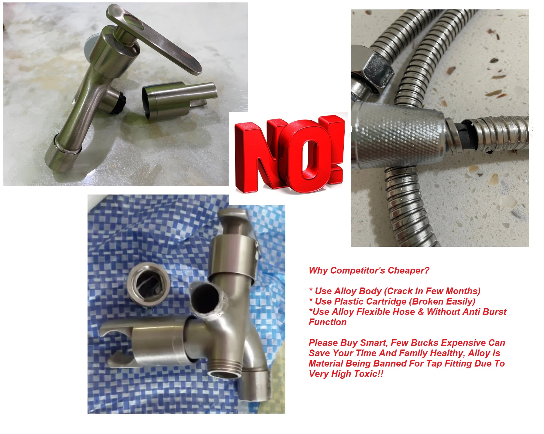(Clear Stock) SUS304 STAINLESS STEEL KITCHEN & BATHROOM DOUBLE TAP ...