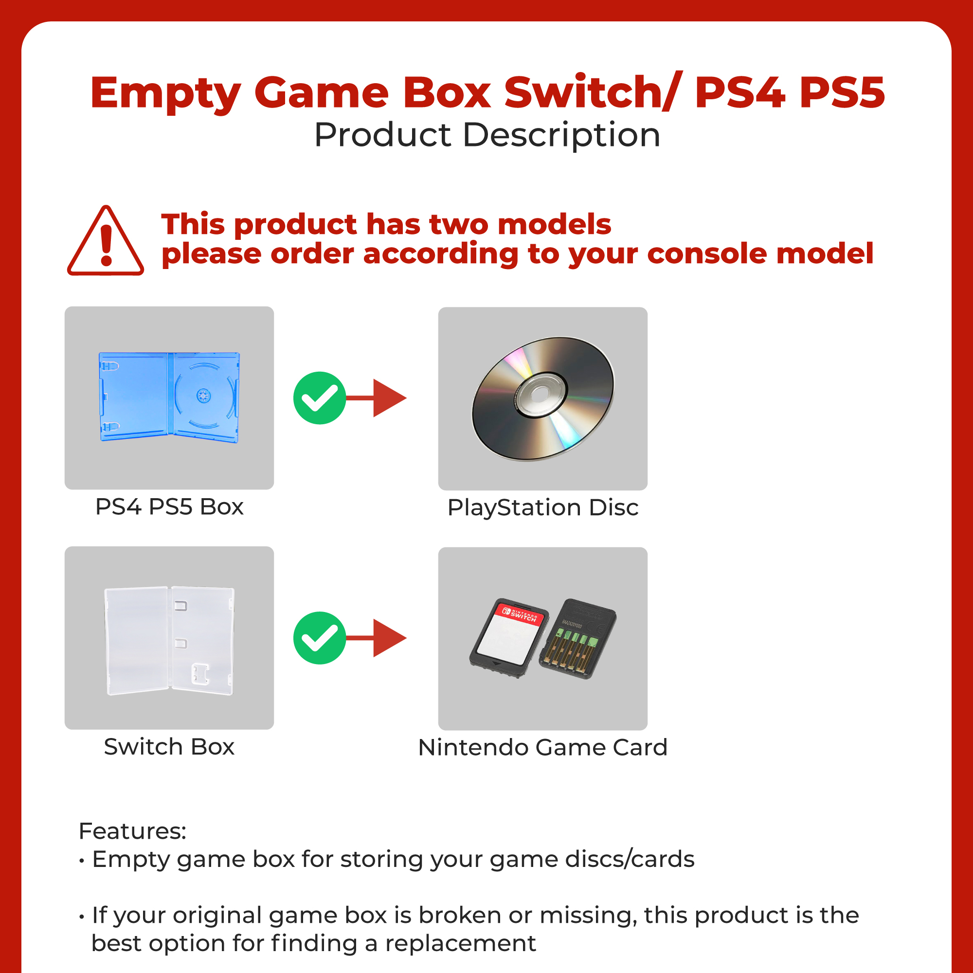 Empty Game Disc Box Nintendo Switch PS4 PS5 Game Disc Packaging Case ...