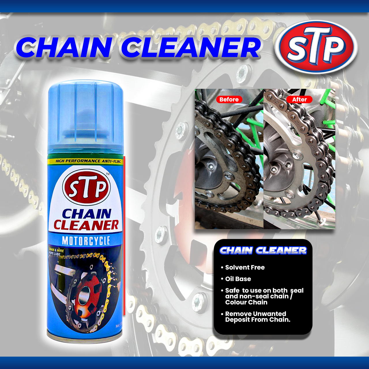 STP CHAIN LUBE CHAIN CLEANER CHAIN BRUSH MOTORCYCLE SPRAY RANTAI MOTOR ...