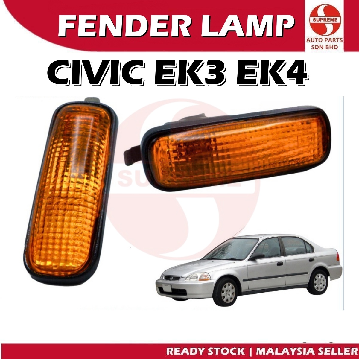 S2U Fender Lamp Honda Civic EK3 EK4 SO3 SO4 Signal Side Light Yellow ...
