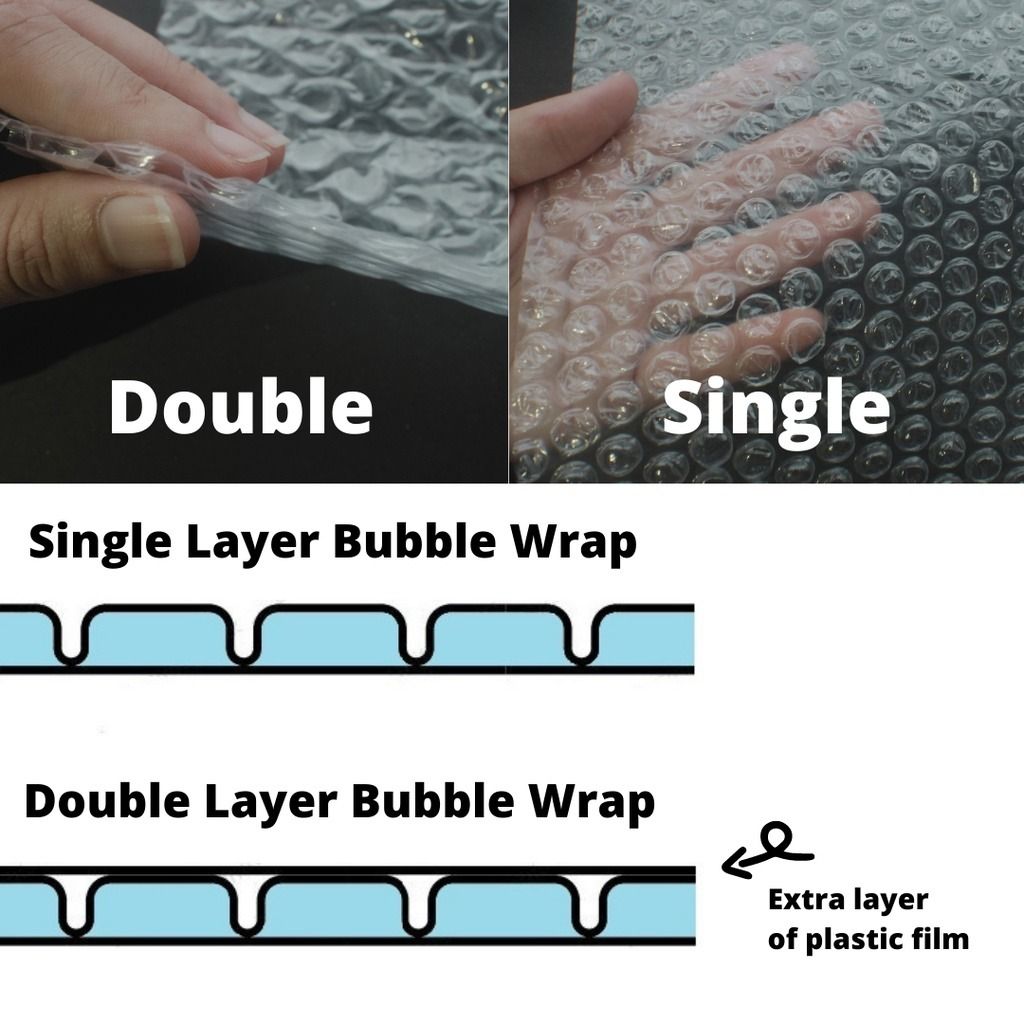 Bubble Wrap 20 meter x 0.5 meter Packing Packaging Plastic Wrap Single Layer Double Layer Black ...