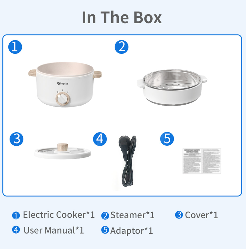 Simplus 1.5L Multi Electric Cooker with Steamer Ceramic Coating Non ...