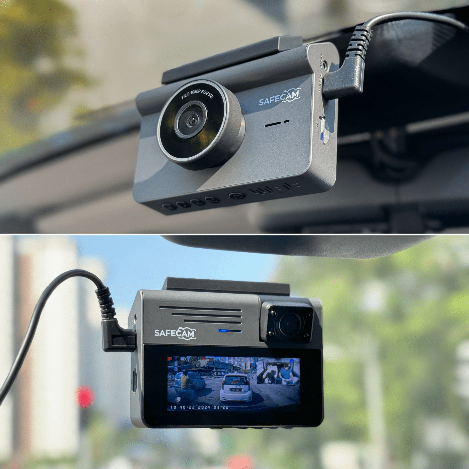 SAFECAM X300 WIFI 3-Channel Dashcam 1080P Front + 720P Inner + 720P ...
