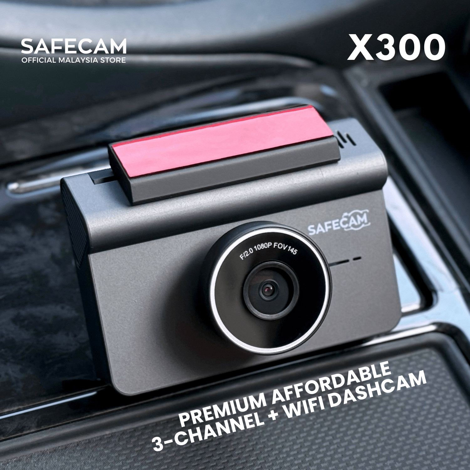 SAFECAM X300 WIFI 3-Channel Dashcam 1080P Front + 720P Inner + 720P ...
