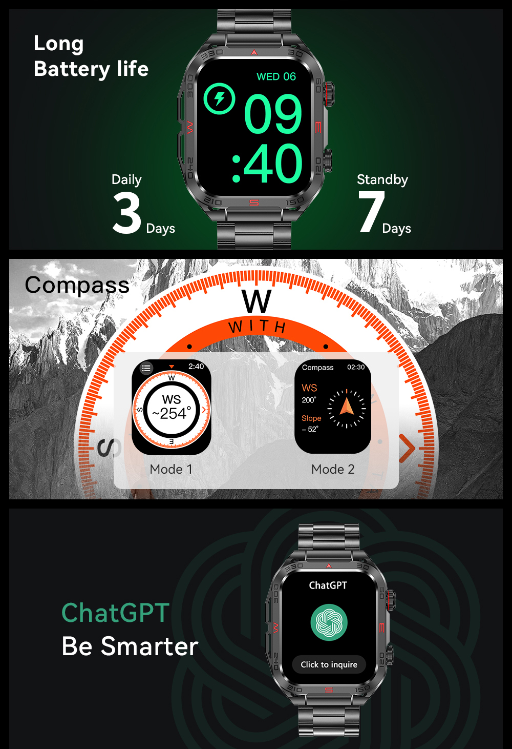 Maxwear Smart Watch GT6 PRO 2.05inch Bluetooth Call GPS IP68 Waterproof NFC 4GB Storage Wireless ...